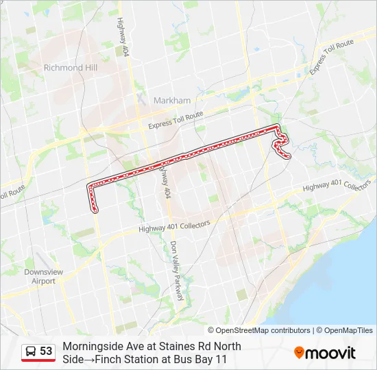 53 Route: Schedules, Stops & Maps - Morningside Ave at Staines Rd North ...