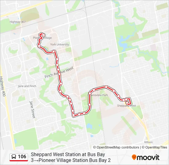 106 Route: Schedules, Stops & Maps - Sheppard West Station at Bus Bay 3 ...
