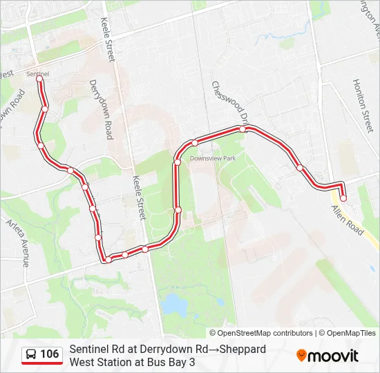 106 Itinéraire: Horaires, Arrêts & Plan - Sentinel Rd at Derrydown Rd‎→ ...