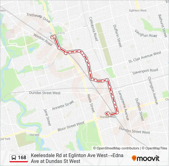 168 Route: Schedules, Stops & Maps - Keelesdale Rd at Eglinton Ave West ...