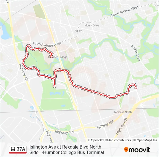 37A Route: Schedules, Stops & Maps - Islington Ave at Rexdale Blvd ...
