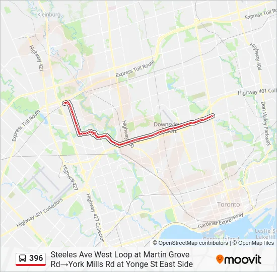 396 Route: Schedules, Stops & Maps - Steeles Ave West Loop at Martin ...