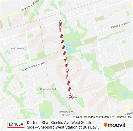 105A Itinéraire: Horaires, Arrêts & Plan - Dufferin St at Steeles Ave ...