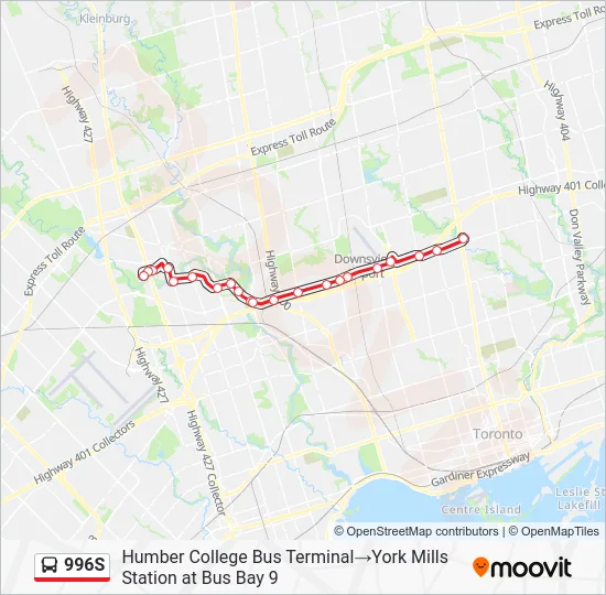 996S Route: Schedules, Stops & Maps - Humber College Bus Terminal‎→York ...