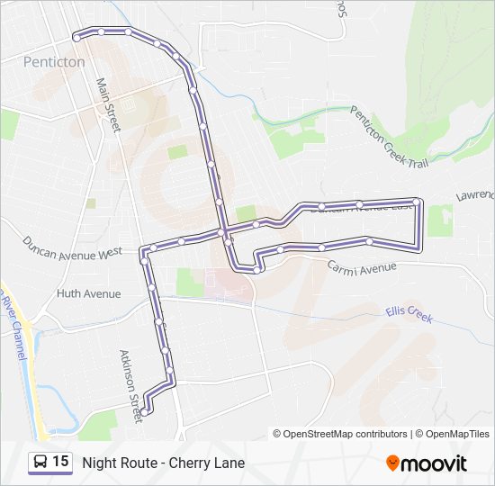 15 Route: Schedules, Stops & Maps - Night Route - Cherry Lane (Updated)