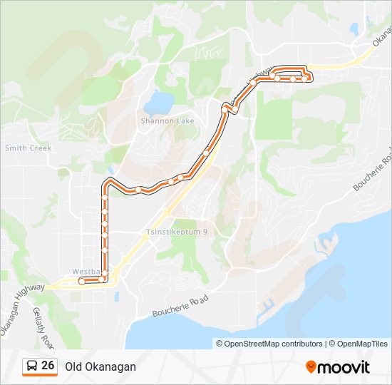 26 Route: Schedules, Stops & Maps - Old Okanagan - to Westbank (Updated)