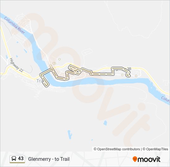 43 Route: Schedules, Stops & Maps - Glenmerry - to Trail (Updated)