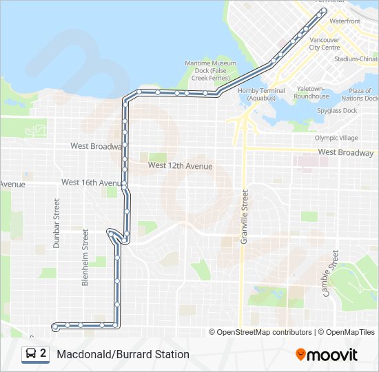 2 Route: Schedules, Stops & Maps - Macdonald/To Dunbar Loop (Updated)