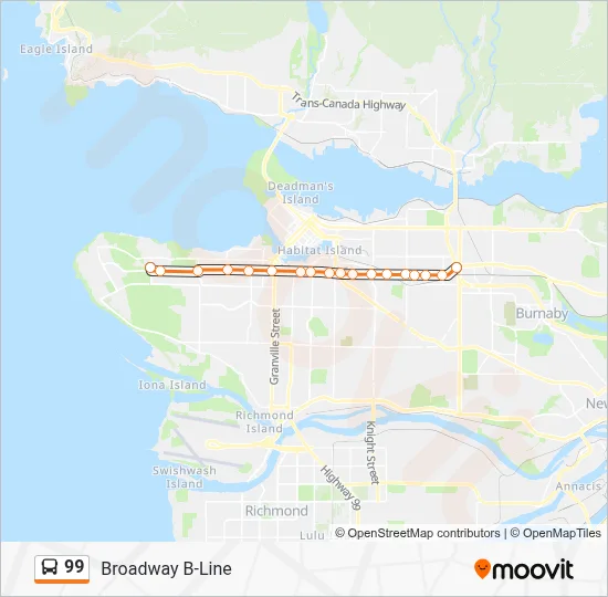 99 Route: Schedules, Stops & Maps - Broadway B-Line/To Sasamat St (Updated)
