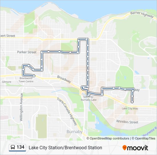 134 Route: Schedules, Stops & Maps - Brentwood Station (Updated)