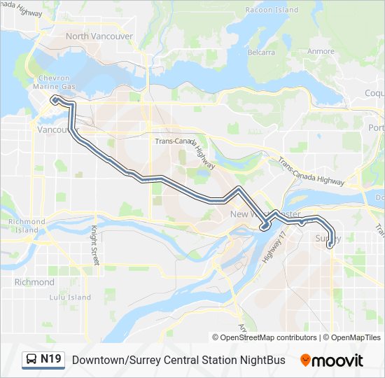 N19 Route: Schedules, Stops & Maps - Surrey Central Station Nightbus ...