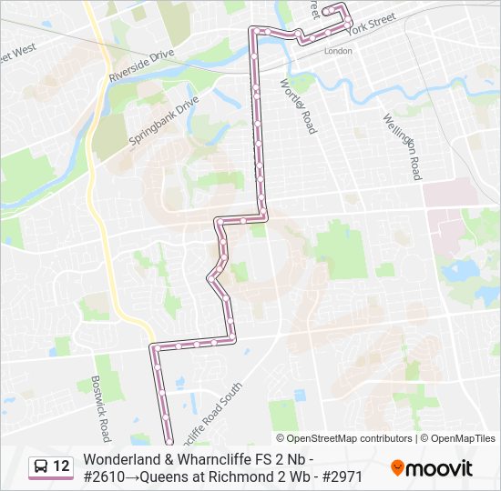 12 Route: Schedules, Stops & Maps - Wonderland & Wharncliffe FS 2 Nb ...