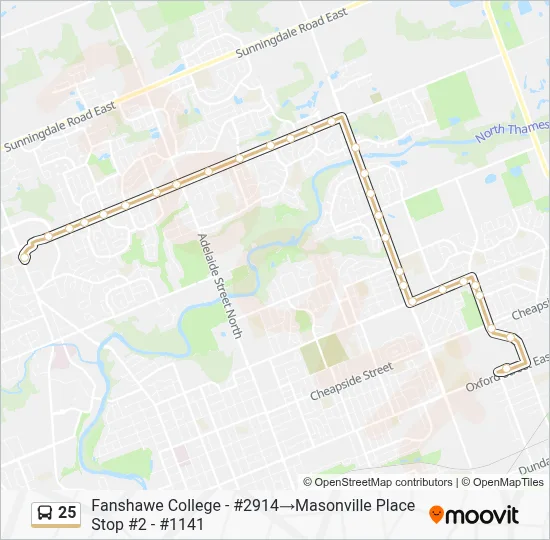 25 Route: Schedules, Stops & Maps - Fanshawe College - #2914‎→ ...