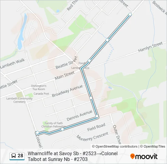 28 Route: Schedules, Stops & Maps - Wharncliffe at Savoy Sb - #2523‎→ ...