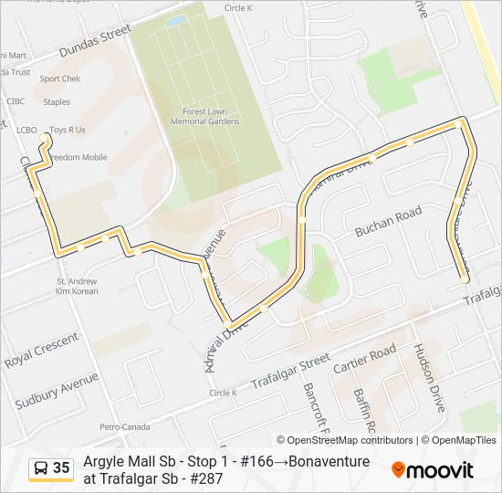 35 Route: Schedules, Stops & Maps - Argyle Mall Sb - Stop 1 - #166‎→ ...