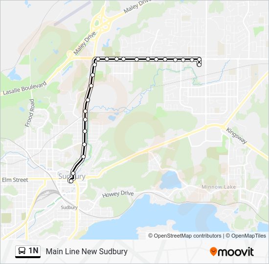 1N Route: Schedules, Stops & Maps - Main Line To New Sudbury (Updated)