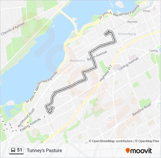 51 Route: Schedules, Stops & Maps - Tunney's Pasture (Updated)