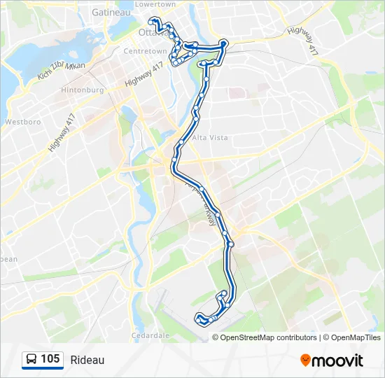 105 Route: Schedules, Stops & Maps - Rideau (Updated)