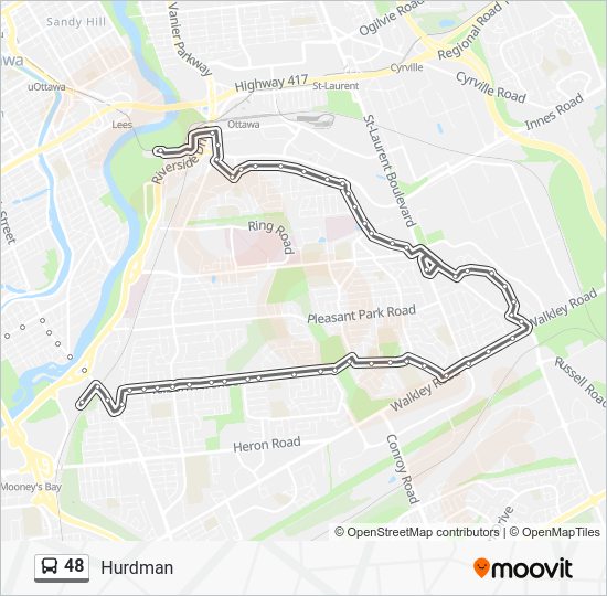 48 Route: Schedules, Stops & Maps - Hurdman (Updated)