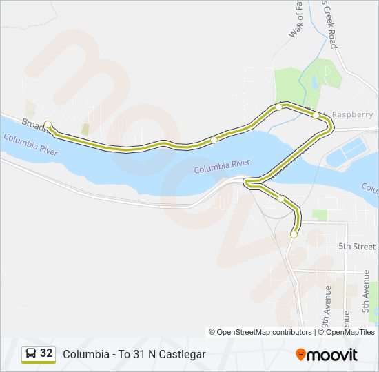32 Route: Schedules, Stops & Maps - Columbia - To 31 N Castlegar (Updated)