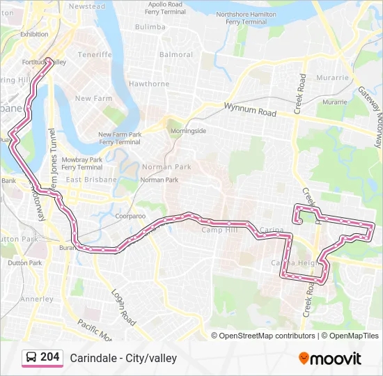 204 Route: Schedules, Stops & Maps - Carina, Clem Jones Centre (Updated)