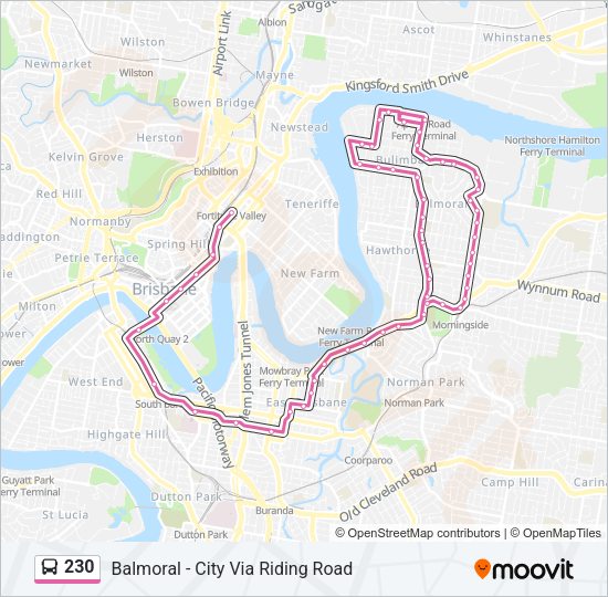 230 Route: Schedules, Stops & Maps - Fortitude Valley, Brunswick St ...