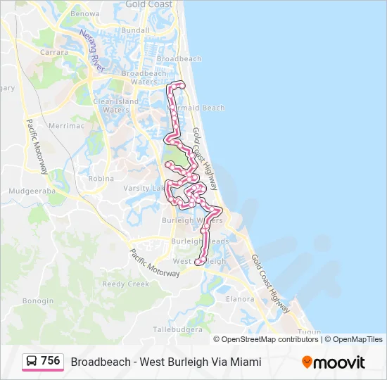 756 Route: Schedules, Stops & Maps - Broadbeach South Station (Updated)