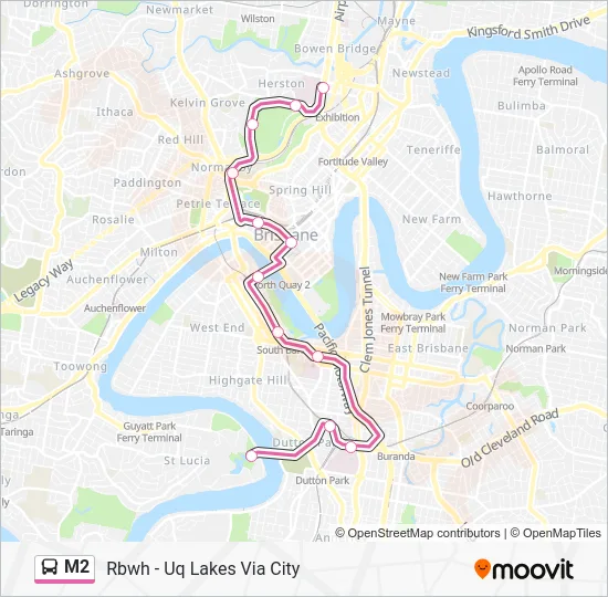 M2 Route: Schedules, Stops & Maps - UQ Lakes Station (Updated)