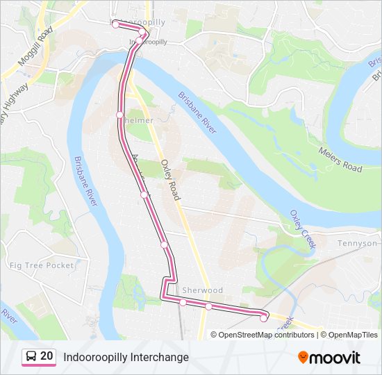 20 Route: Schedules, Stops & Maps - Indooroopilly Interchange (Updated)