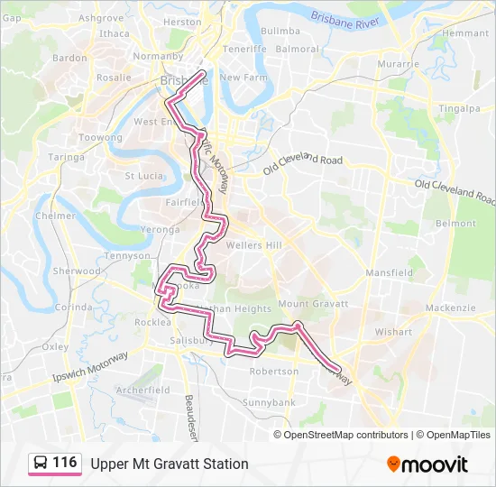 116 Route: Schedules, Stops & Maps - Upper Mt Gravatt Station (Updated)