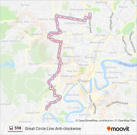598 Route: Schedules, Stops & Maps - Indooroopilly Interchange (Updated)