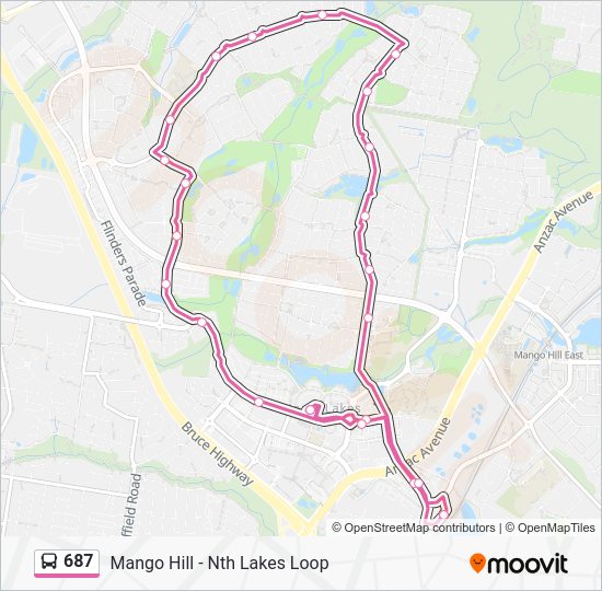 687 Route: Schedules, Stops & Maps - Mango Hill - Nth Lakes Loop (Updated)