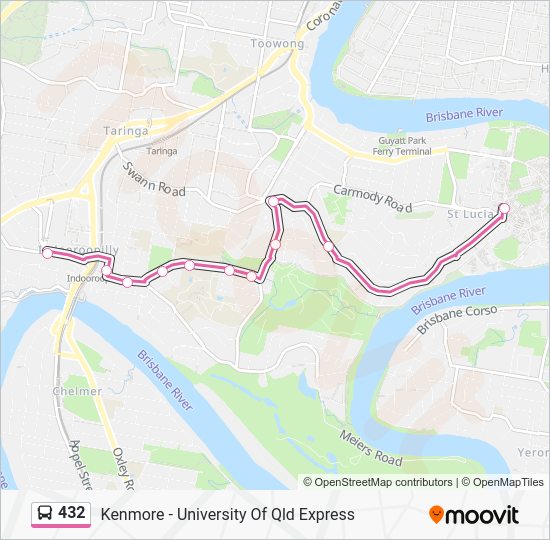 432 Route: Schedules, Stops & Maps - Indooroopilly Interchange (Updated)