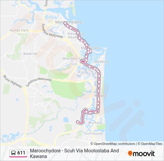 611 Route: Schedules, Stops & Maps - Maroochydore Station (Updated)
