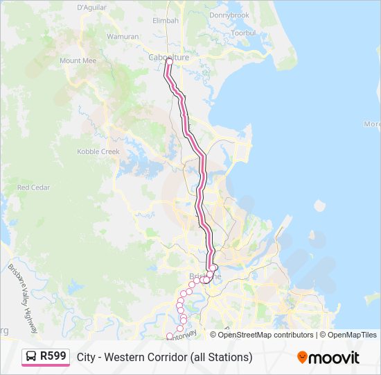 r599 Route: Schedules, Stops & Maps - Caboolture Station (Updated)