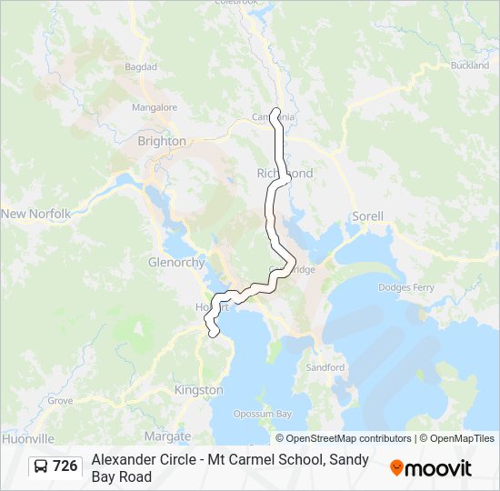 726 Route: Schedules, Stops & Maps - Hobart City (Updated)