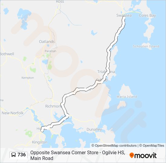 736 Route: Schedules, Stops & Maps - Hobart City (Updated)