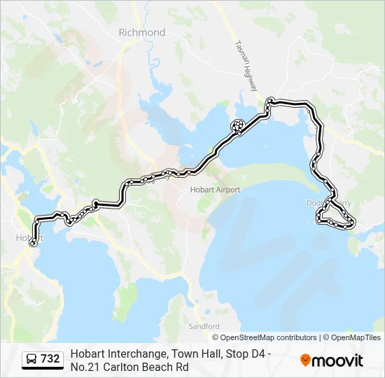 732 Route: Schedules, Stops & Maps - Dodges Ferry & Carlton (Updated)