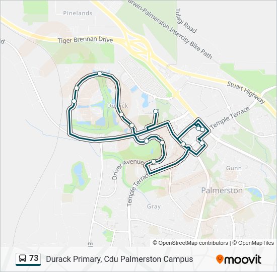 73 Route: Schedules, Stops & Maps - Durack Primary, Cdu Palmerston ...