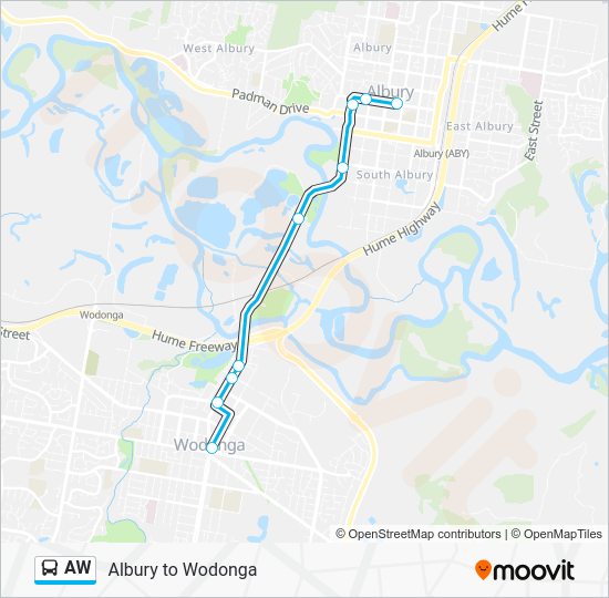 Línea AW: horarios, paradas y mapas - Albury (Actualizado)