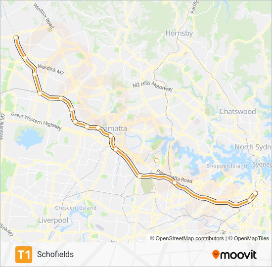 T1 Route: Schedules, Stops & Maps - Schofields (Updated)