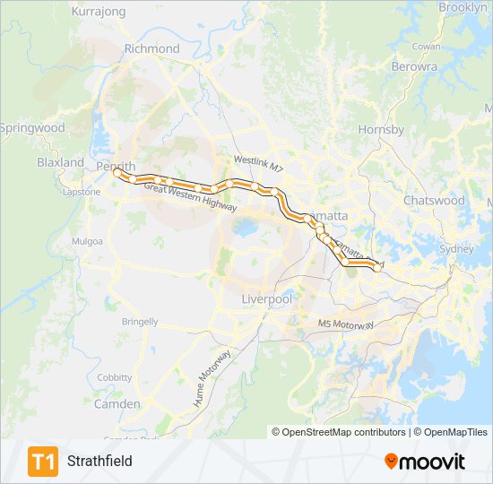 t1 Route: Schedules, Stops & Maps - Strathfield (Updated)