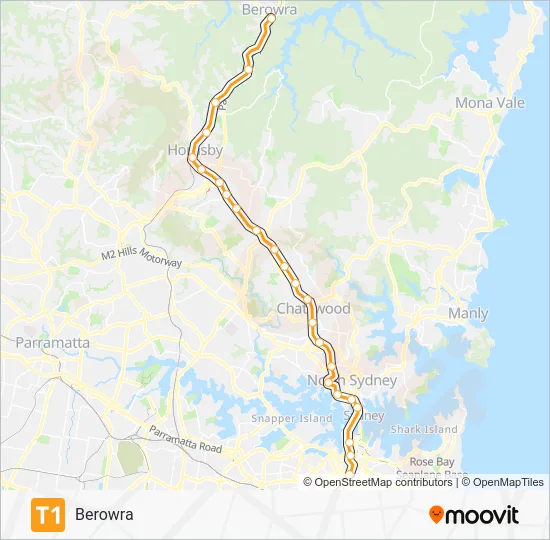 T1 Route: Schedules, Stops & Maps - Berowra (Updated)