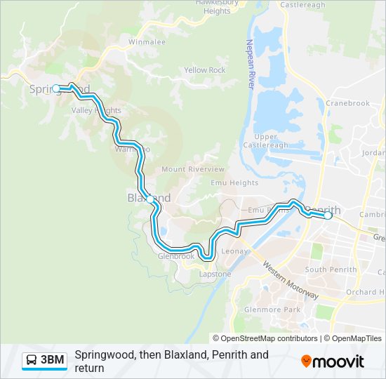 3bm Route: Schedules, Stops & Maps - Penrith (Updated)
