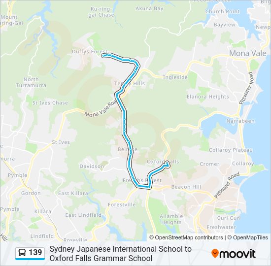 139 Route: Schedules, Stops & Maps - Oxford Falls Grammar (Updated)