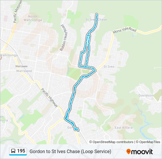 195 Route: Schedules, Stops & Maps - Gordon via St Ives Chase (Updated)