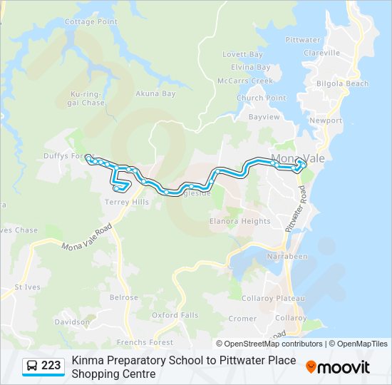 223 Route: Schedules, Stops & Maps - Mona Vale (Park Street) (Updated)