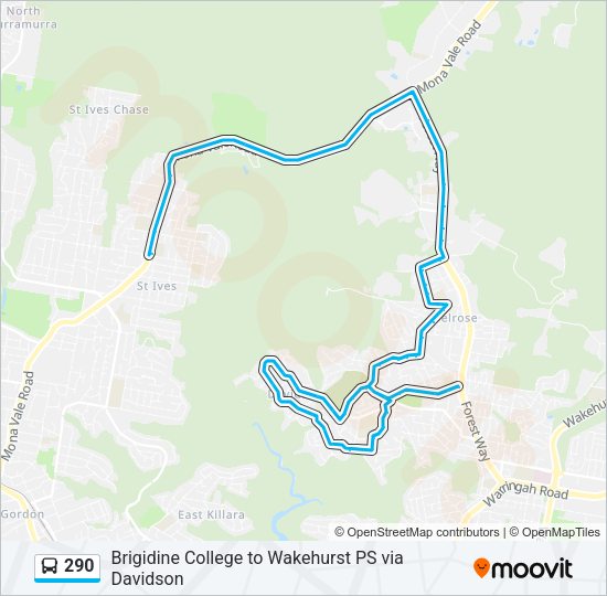 290 Route: Schedules, Stops & Maps - Glen Street & Forest Way (Updated)