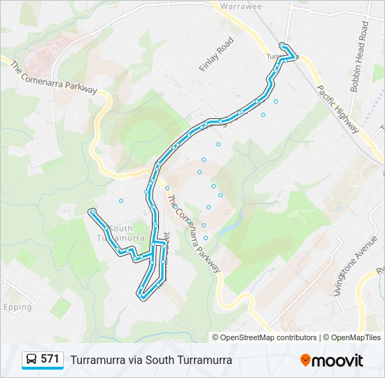571 Route: Schedules, Stops & Maps - Turramurra via South Turramurra ...
