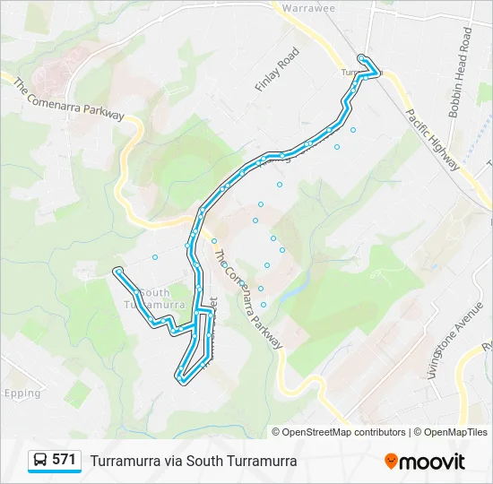 571 Route: Schedules, Stops & Maps - Turramurra via South Turramurra ...